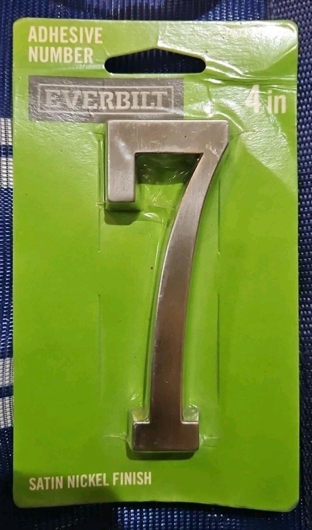 Everbilt Flush Mount Self-adhesive House Number 7 Satin Nickel 4 ...