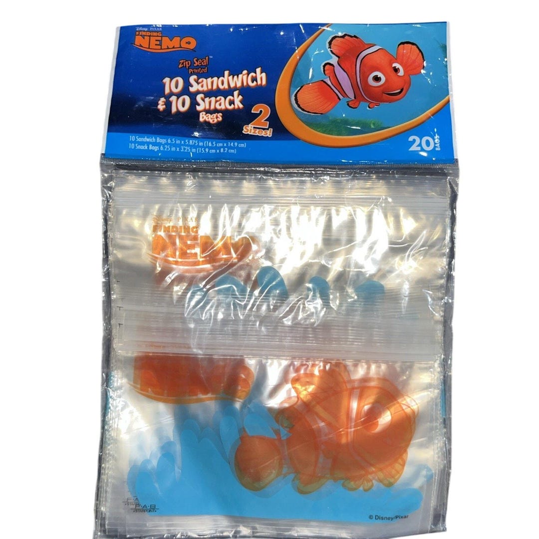 Finding Nemo Zip Seal 10 Sandwich & 10 Snack Bags NEW - Etsy
