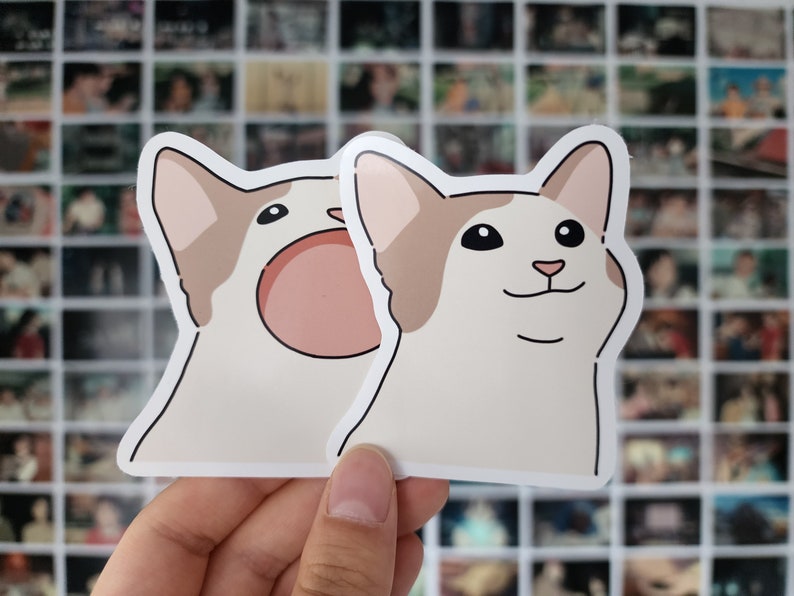 Pop Cat Glossy Sticker Set Cute Cat Meme Funny Stationery - Etsy