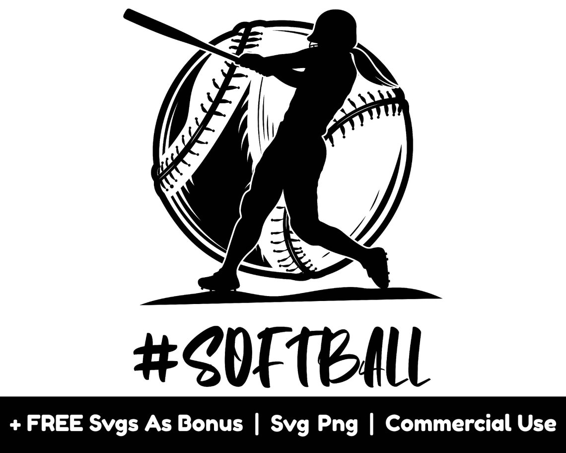 Hashtag softball Svg Png Files Girl Holding Baseball Bat - Etsy