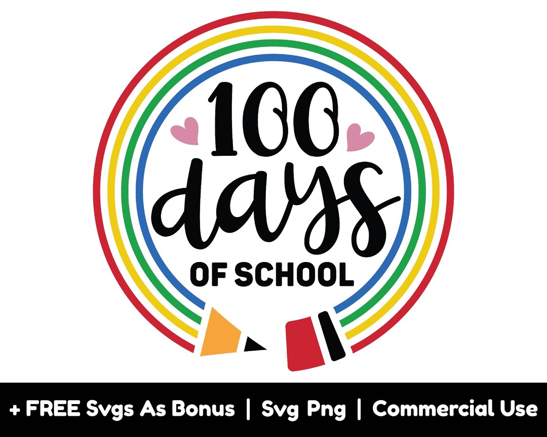 100 Days of School Svg Png Files, Pencil With Bow Svg, Cute School ...