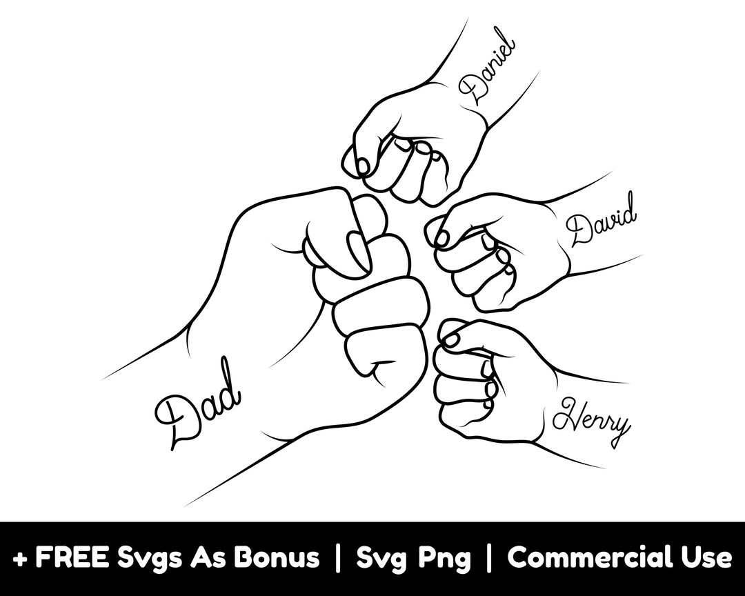 Dad Kids Fist Bump Clipart Image Svg Png Files, Personalized Svg ...
