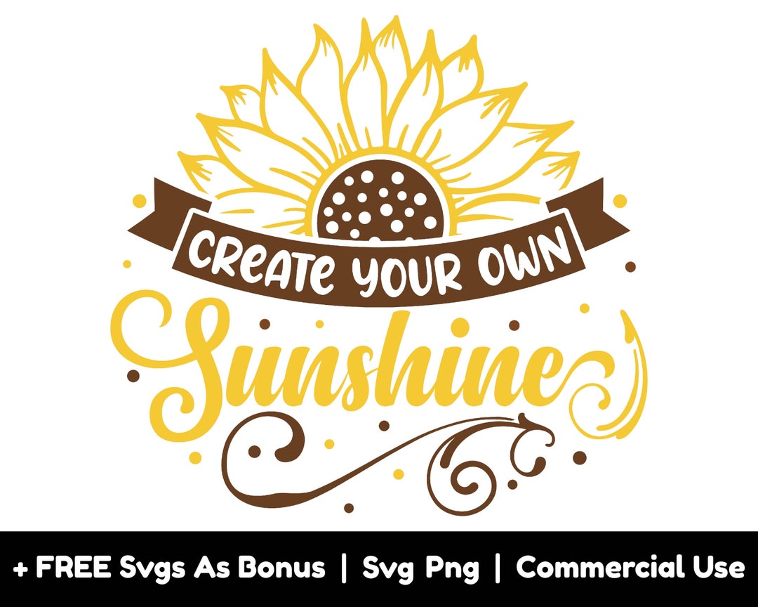Create Your Own Sunshine Svg Png Files, Sunflower Outline Svg, Floral T ...