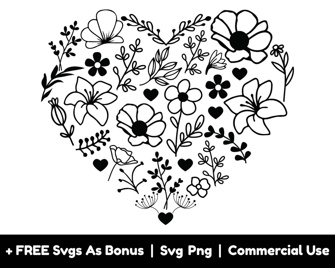 Flourish Heart Svg Heart Made Of Flowers And Leaves Svg Png Files