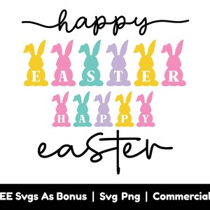 Cute Bunny Easter Decor Svg Png Files, Happy Easter Svg, Bunny Ears Svg ...