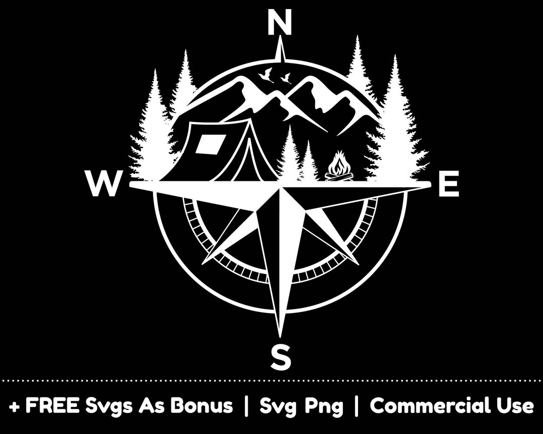 Camping Elements Made on Compass Clipart Image Svg Png Files, Camper T ...