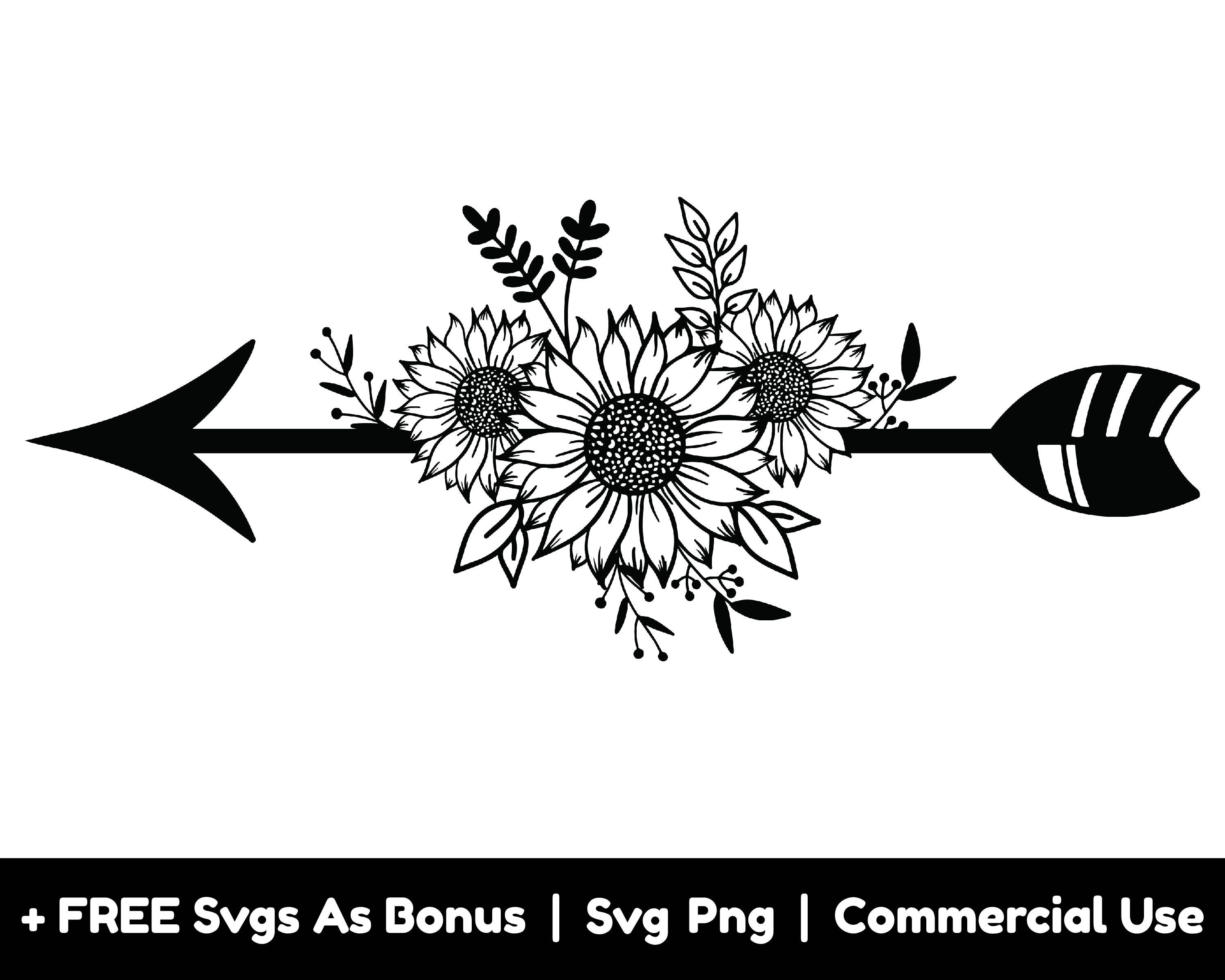 Arrow With Flowers Clipart Image Svg Png Files, Boho Arrow Silhouette ...