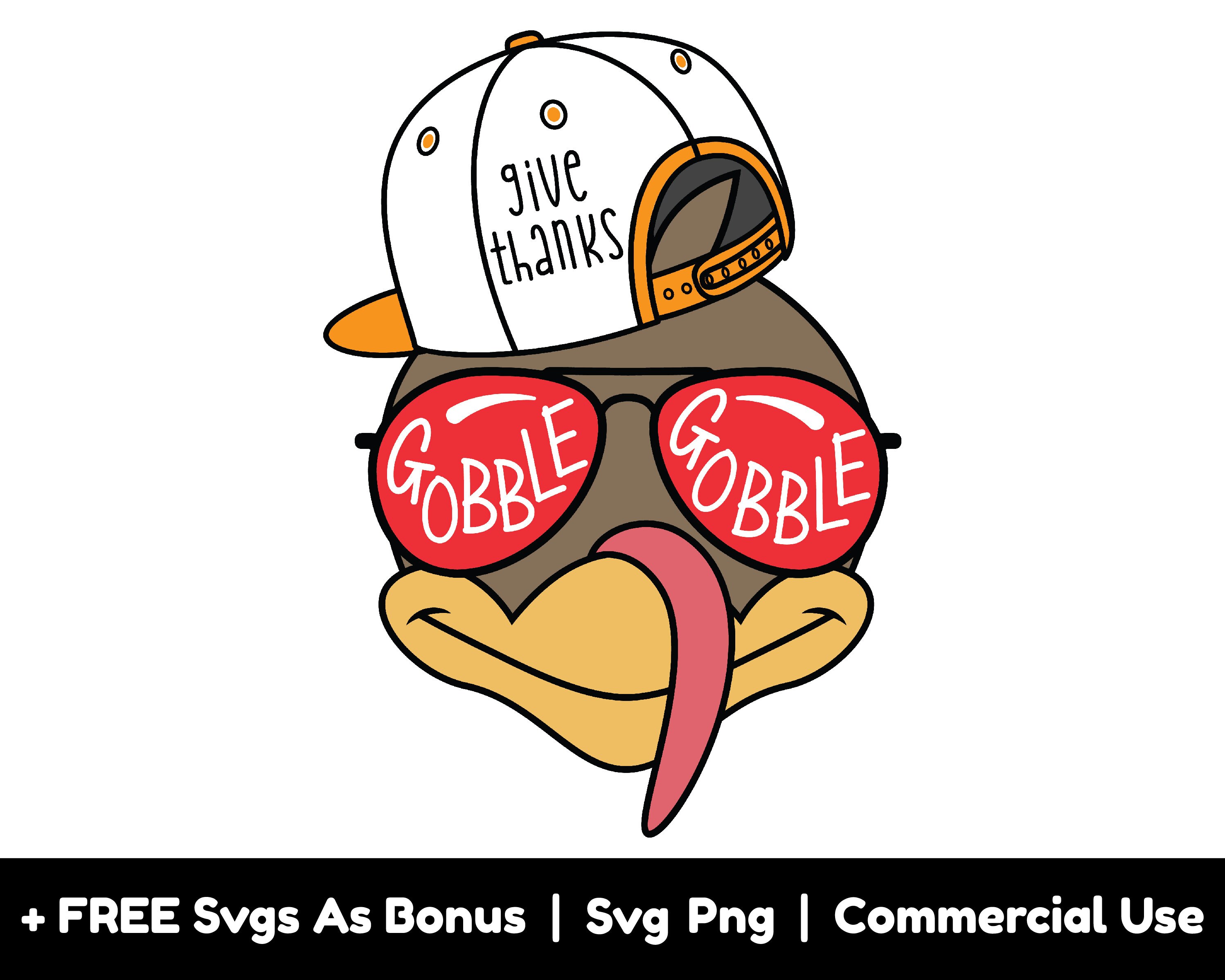 Give Thanks Gobble Gobble Svg Png Files, Turkey Svg, Fall Svg ...
