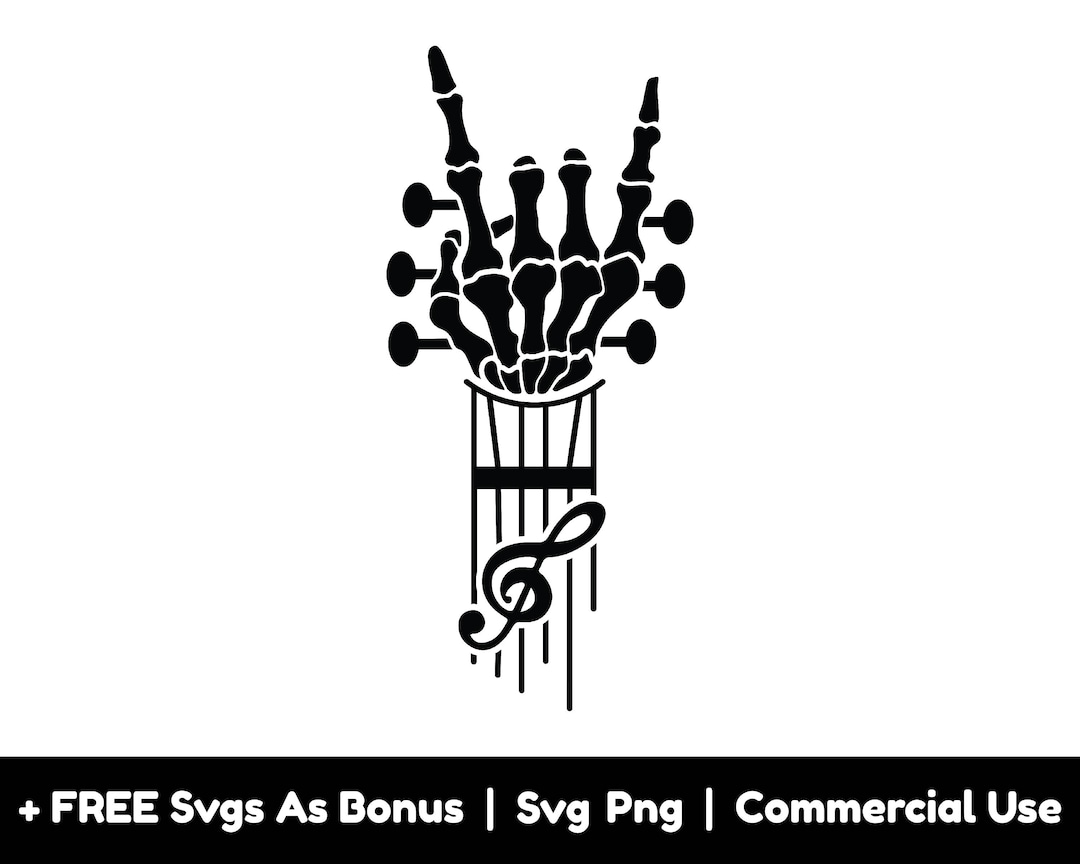 Guitar Skeleton Hand Svg Png Files, Music Lover Svg, Musician T Shirt ...