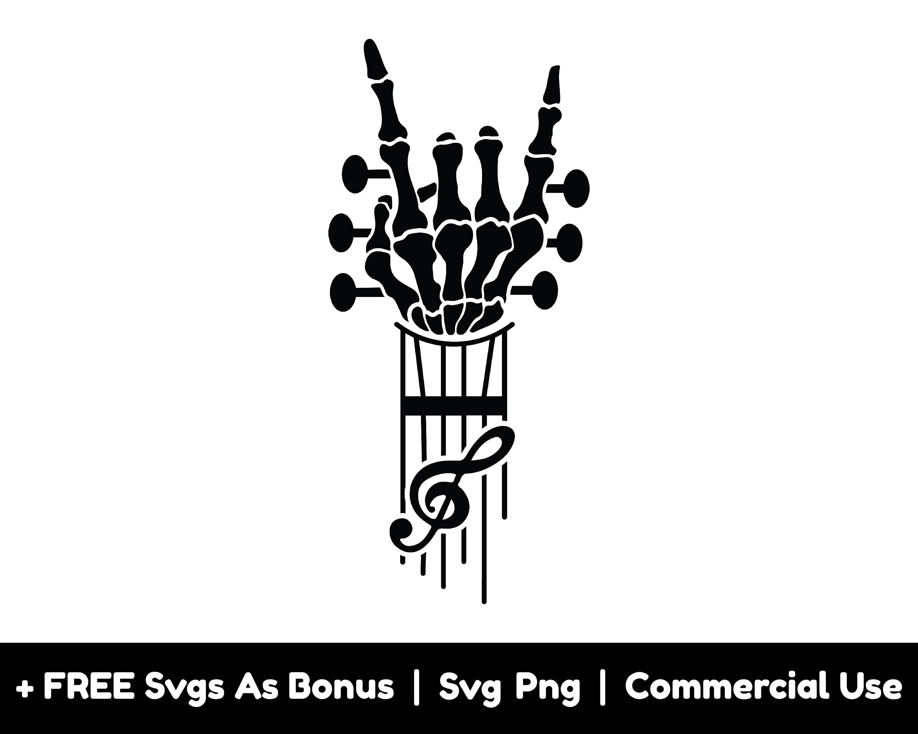 Guitar Skeleton Hand Svg Png Files, Music Lover Svg, Musician T Shirt ...