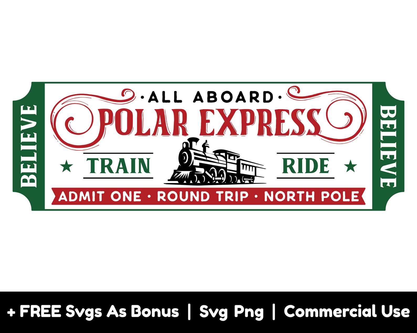 Polar Express Ticket Svg Png Files, Train Svg, Holiday Svg, Christmas ...
