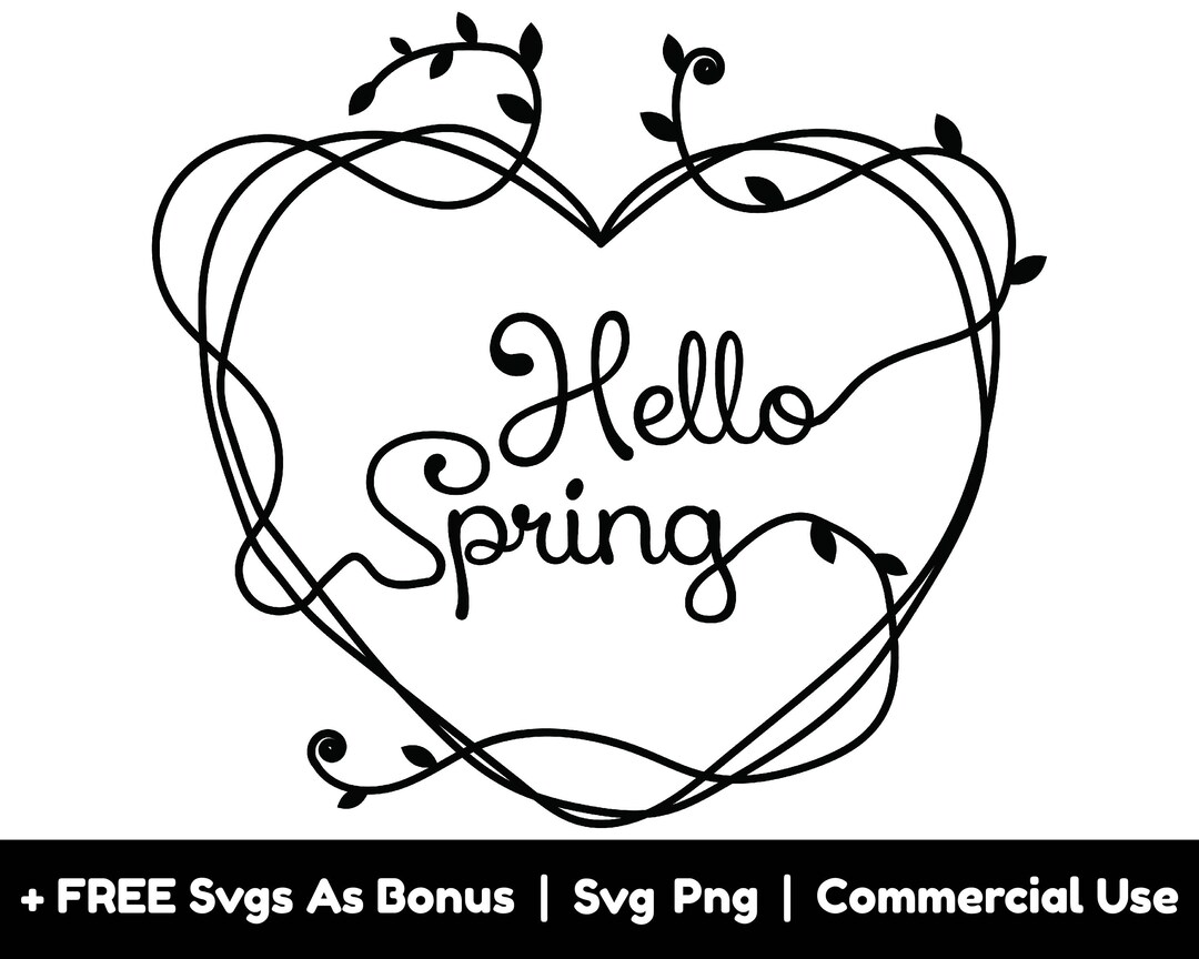 Floral Double Doodle Heart Clipart Image Svg Png Files, Hello Spring ...