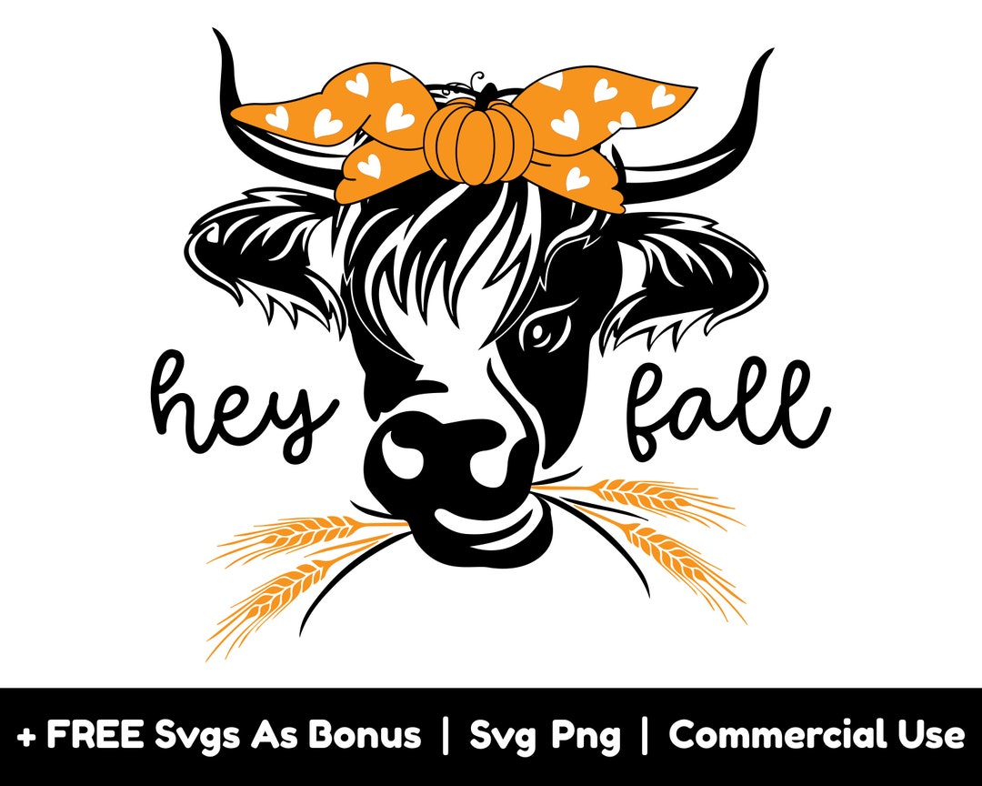 Hey Fall Svg Png Files, Autumn Svg, Highland Cow Svg, Funny Fall Shirts ...