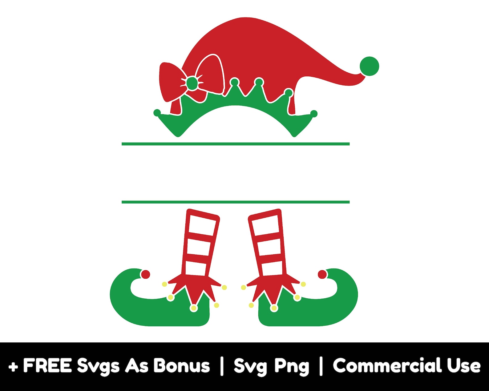 Elf Costume Split Text Frame Svg Png Files Christmas Svg Elf - Etsy