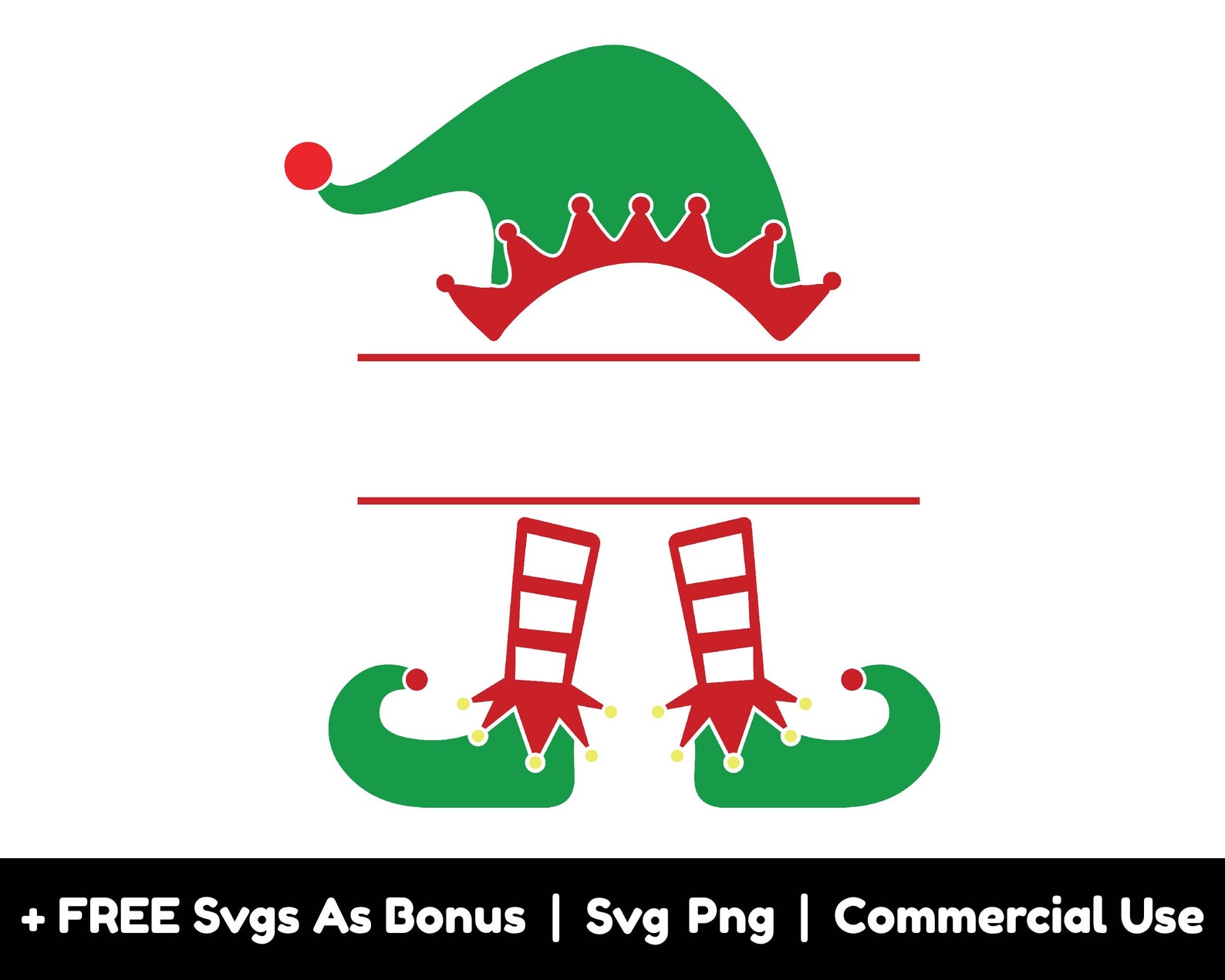 Elf Costume Split Text Frame Svg Png Files Christmas Svg Elf - Etsy