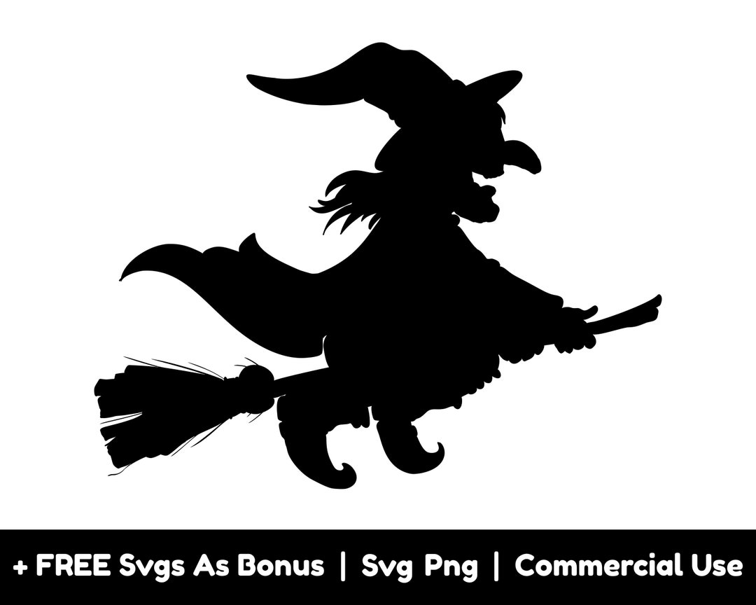 Halloween Witch on a Broom Svg Png Files, Spooky Svg, Flying Witch Svg ...