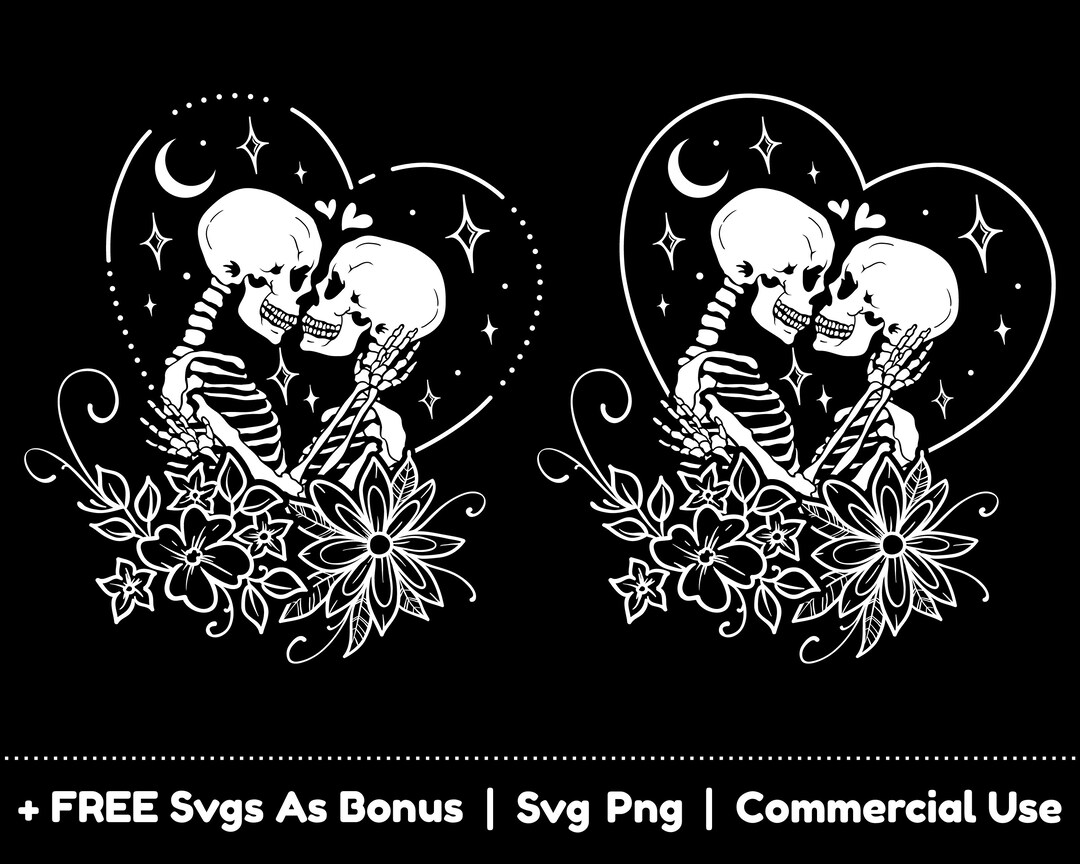 Skeletons in Love Clipart Image Svg Png Files, Floral Heart Svg, Trendy ...