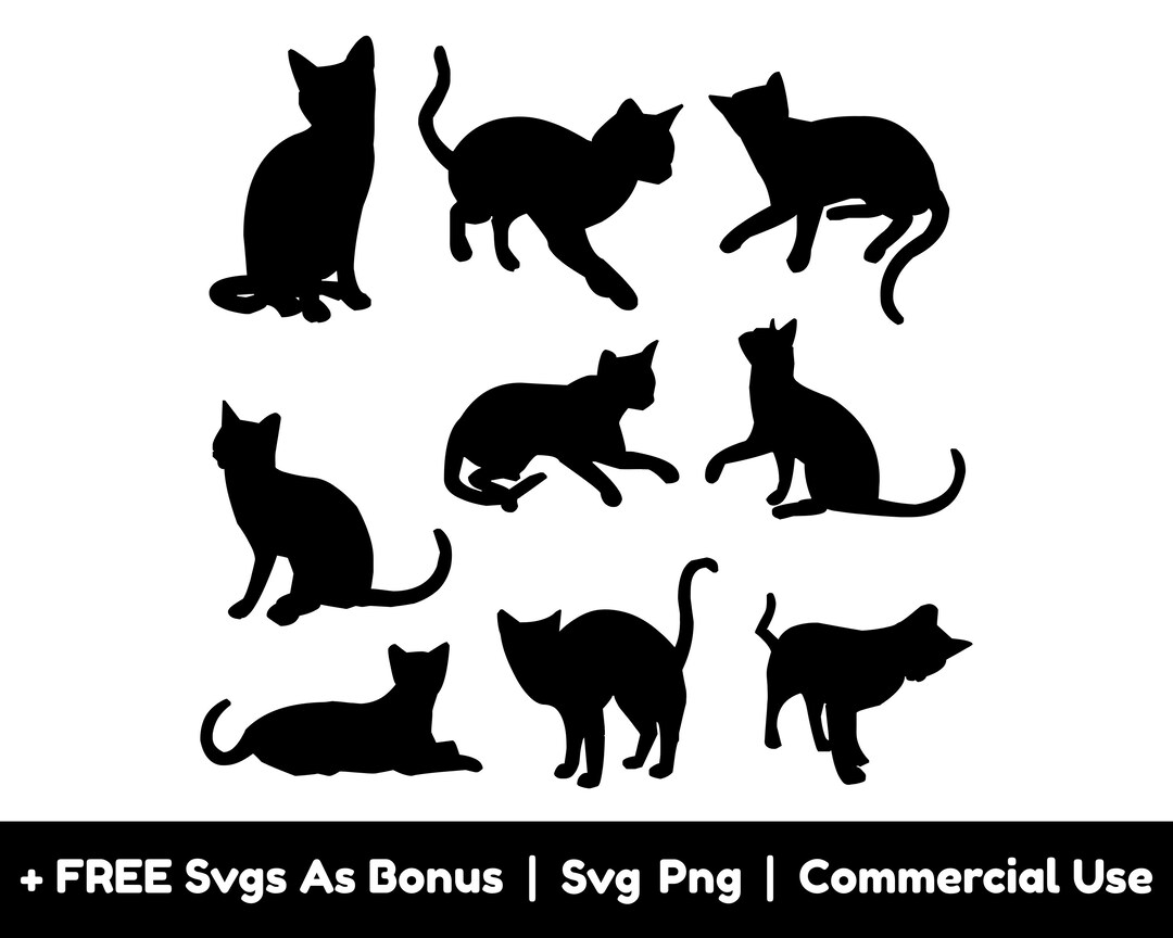 Cat Bundle Svg Png Files, Cat Silhouette, Cat Lover Svg, Cat Sitting ...
