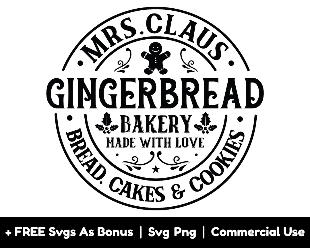 Mrs. Claus Gingerbread Bakery Made With Love Bread Cakes and Cookies ...