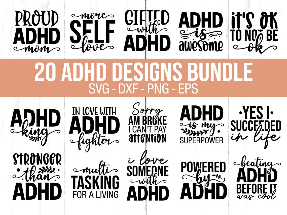 20 ADHD SVG Bundle ADHD Awareness Adhd Cut File Kid - Etsy