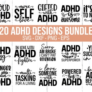 20 ADHD SVG Bundle, ADHD Awareness, Adhd Cut File, Kid Awareness Saying ...