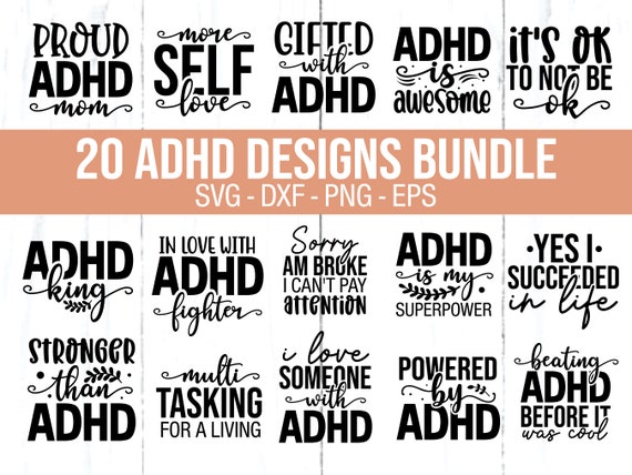 20 ADHD SVG Bundle ADHD Awareness Adhd Cut File Kid - Etsy