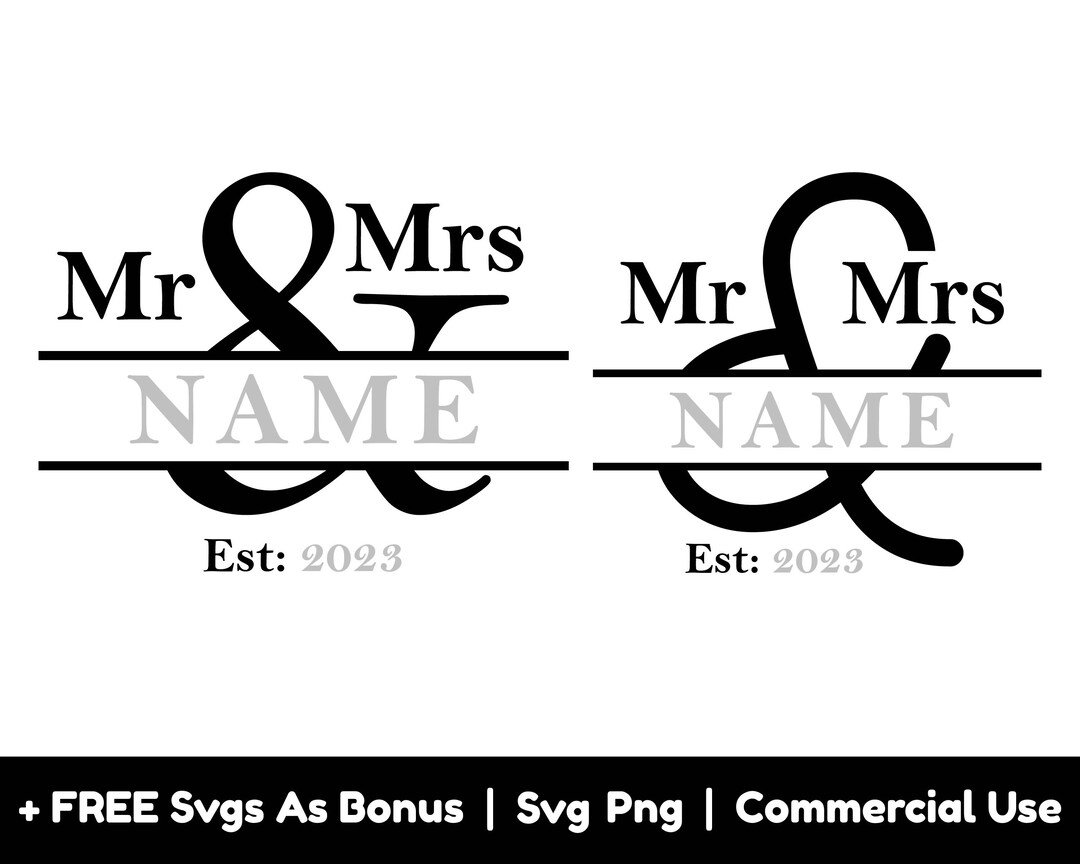 Mr and Mrs Custom Name Svg Png Files, Wedding Gift Svg, 2023 Svg, Gift ...