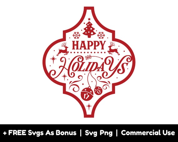 Happy Holidays Svg Png Files Bauble Svg Christmas Svg - Etsy