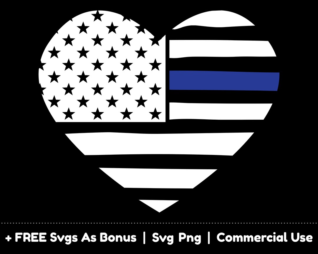 American Police Heart Svg Png Files, USA Flag Svg, Police Officer Svg ...