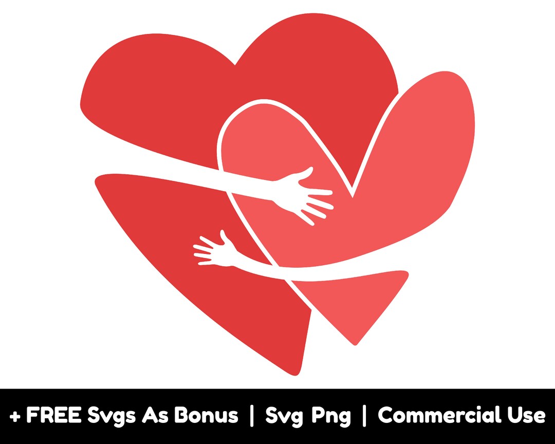 Hugging Hearts Svg Png Files, Valentine's Day Svg, Love Hearts Svg ...