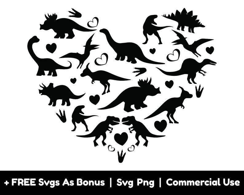 Dinosaur Heart Svg, Heart Made of Dino Svg, Kids Dinosaur Shirt SVG PNG ...