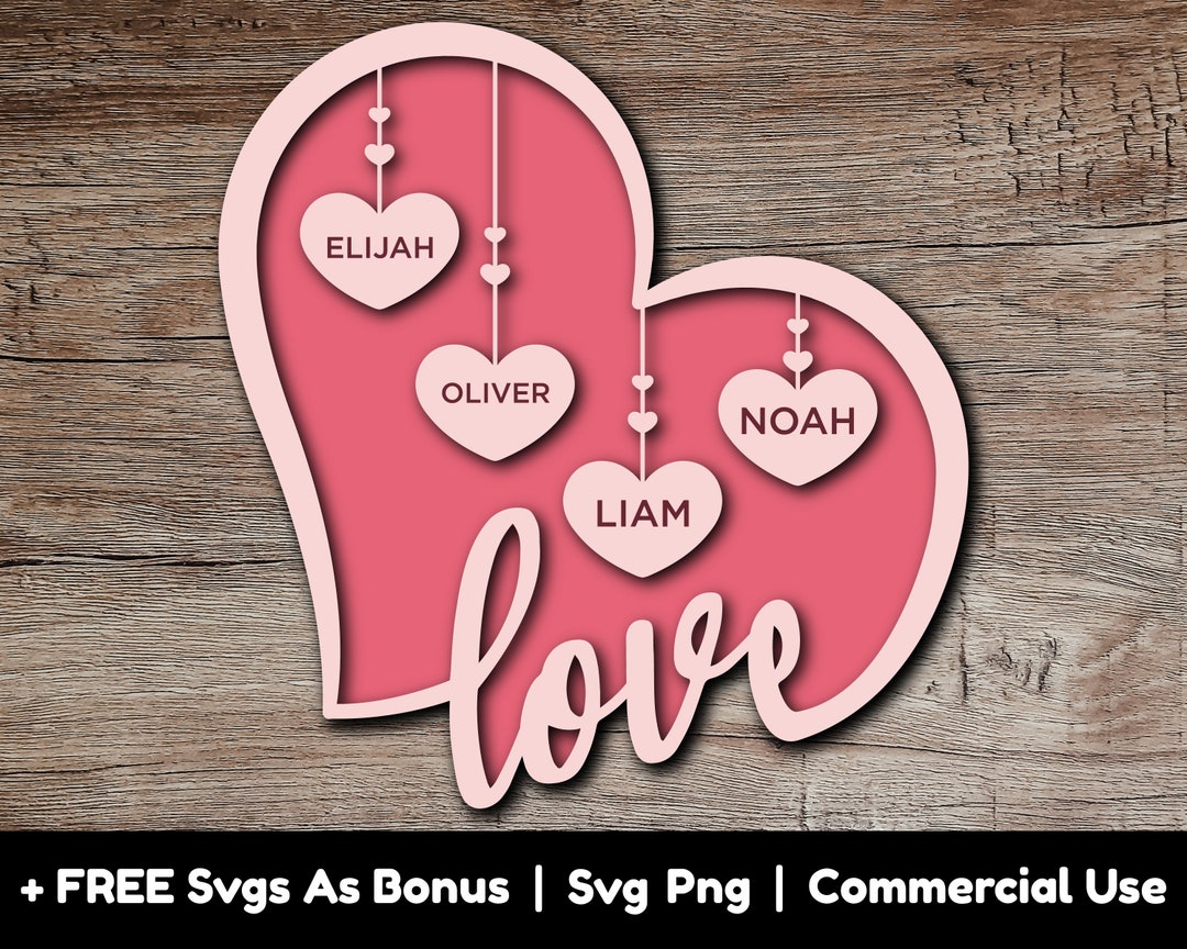 Love Heart Svg Png File, Personalized Heart Frame Svg, Gift for Mom Svg ...