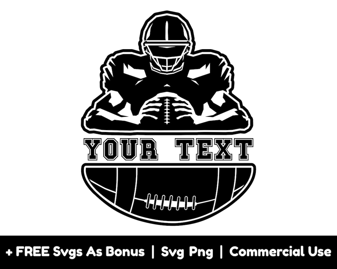 Football Ball and Player Custom Text Svg Png Files, Sport Svg, American ...