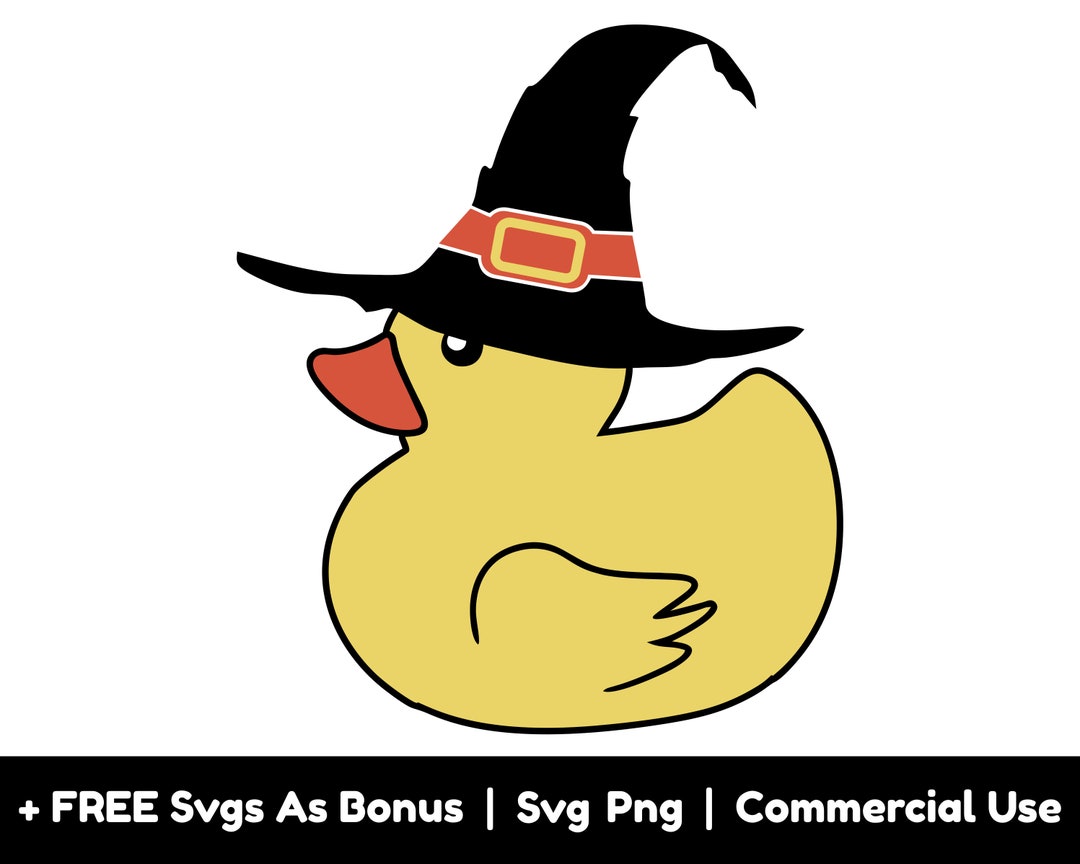 Cute Witch Duck With Hat Clipart Svg Png Files, Funny Halloween Svg ...