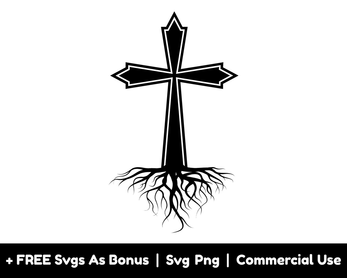 Christian Cross With Roots Svg Png Files Rooted in Chris - Etsy