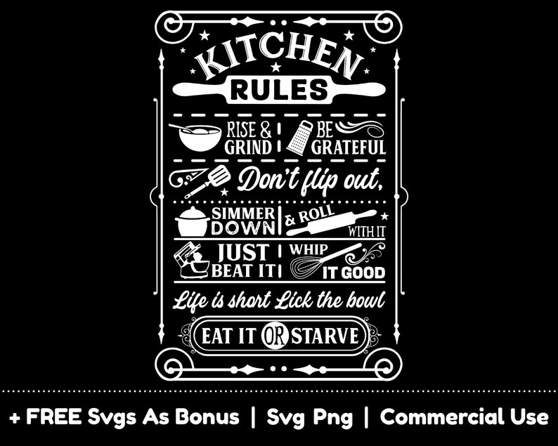 Kitchen Rules Svg Png Files Funny Kitchen Svg Poster Svg - Etsy