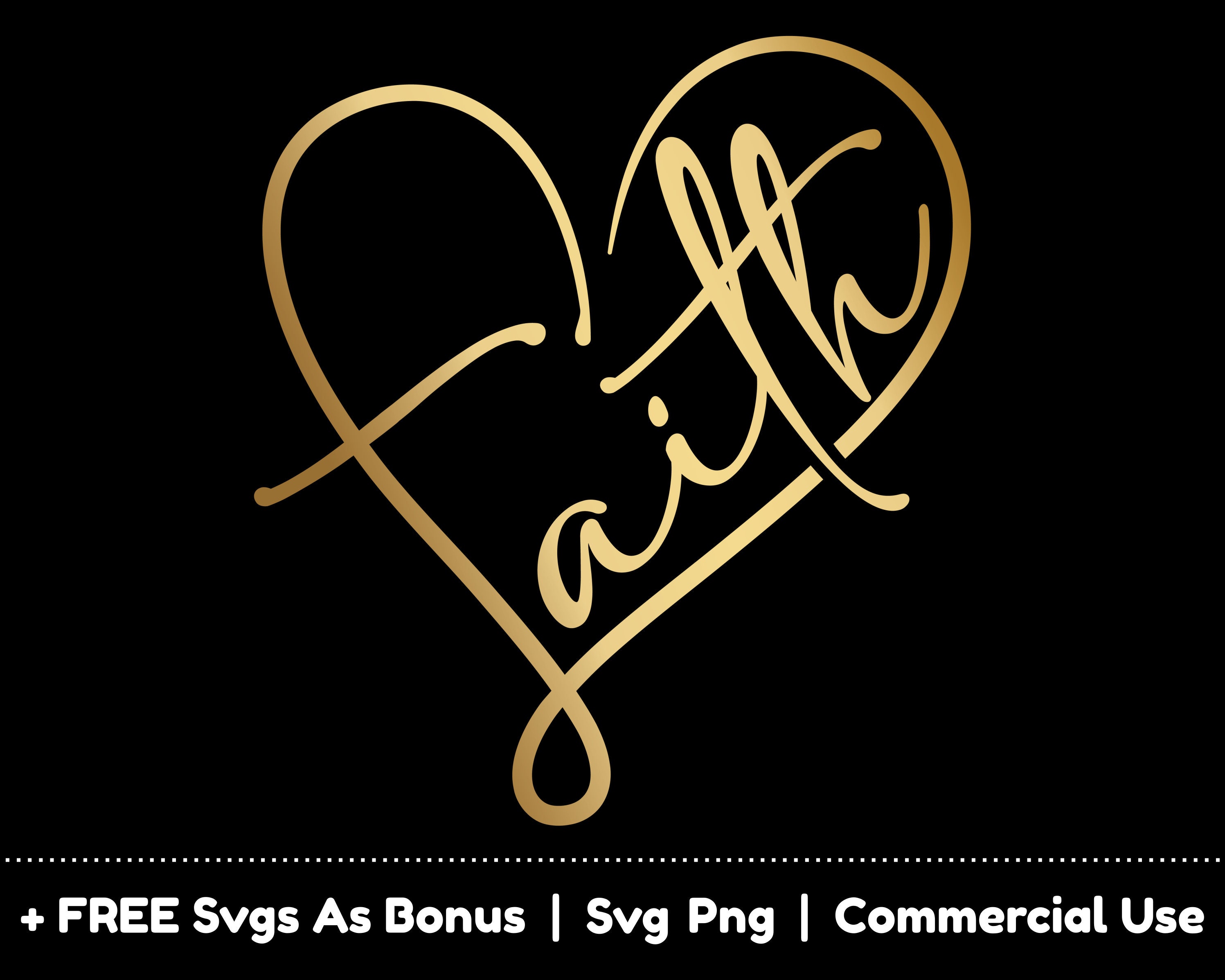 Faith Written in A Heart Svg Golden PNG for Sublimation - Etsy