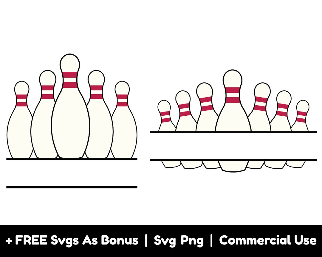 Bowling Monogram Svg Png Files, Sport Svg, Bowling Pins Split Name ...