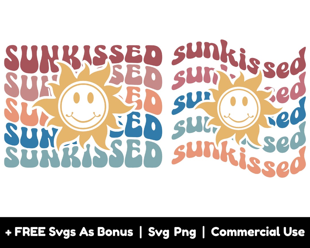 Sunkissed Echo Stacked Text Svg Png File, Sunflower Emoji Svg, Happy ...