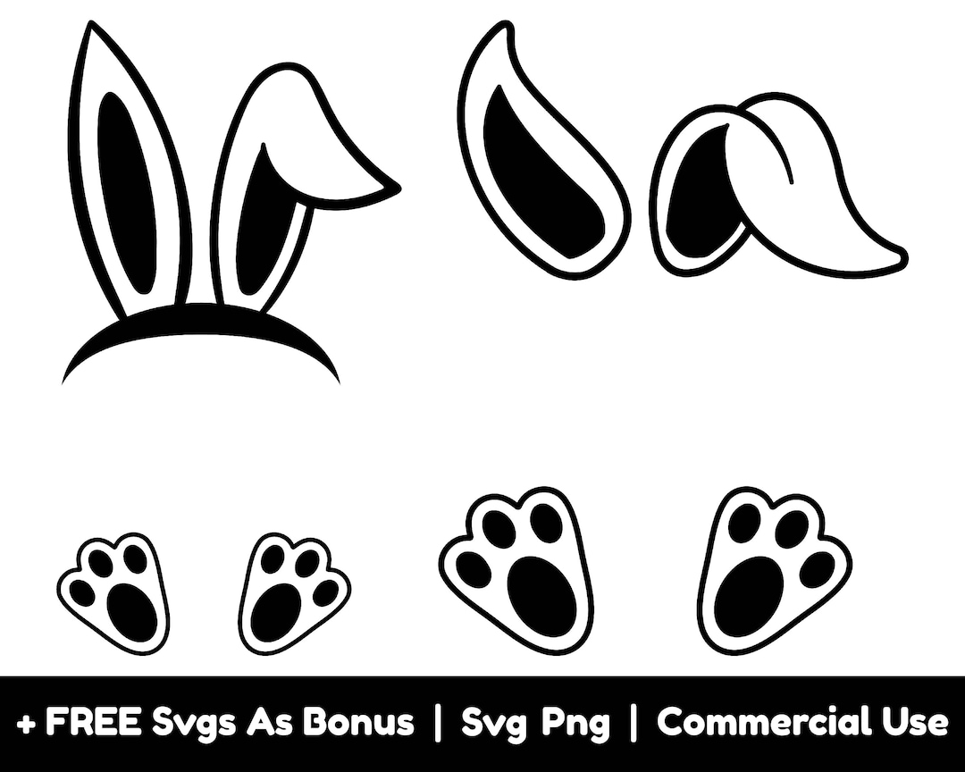 Bunny Ears, Furry Feet Clipart Image Svg Png Files, Happy Easter Svg ...