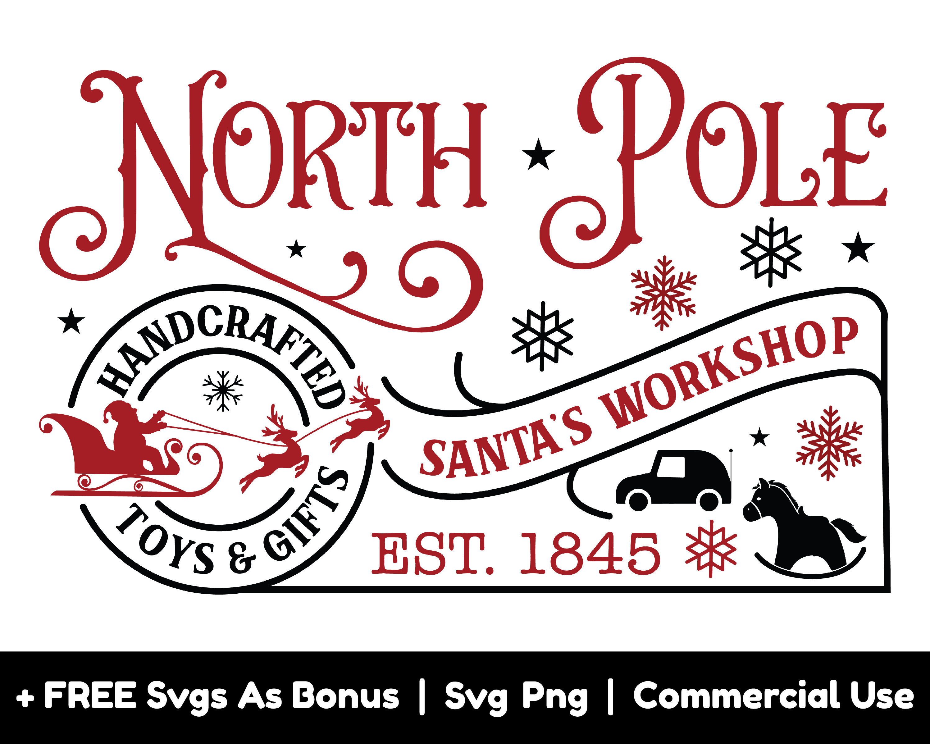 North Pole Santa's Workshop Svg Png Files, Est 1846 Svg, Holiday Svg ...