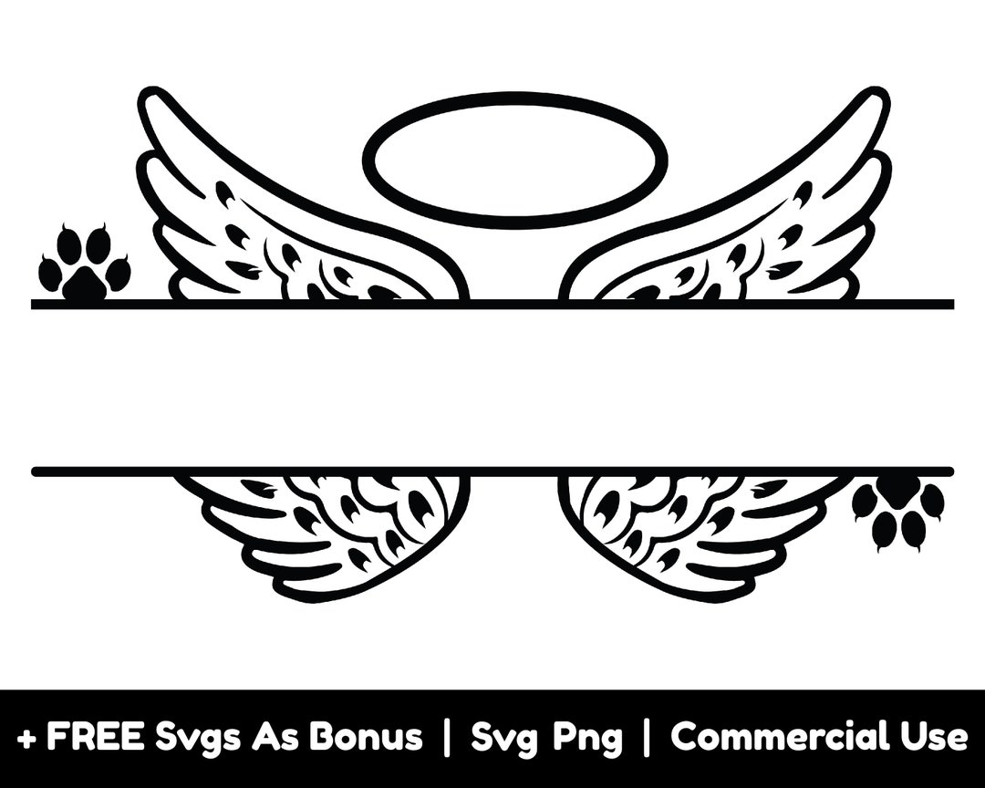 Angel Wing Split Text Frame Svg Png Files, Angel Wings Svg, Heaven Svg ...