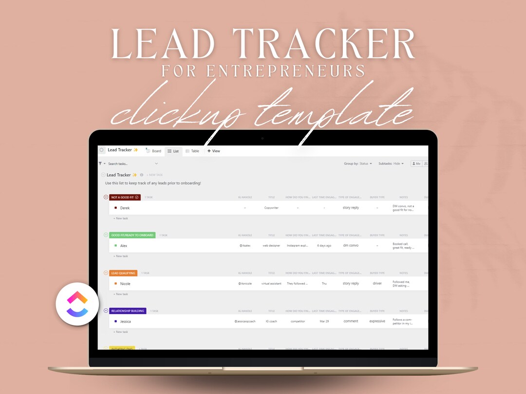 Lead Generation Tracker Client Tracker Client Relationship Management ...