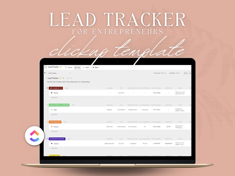 Lead Generation Tracker Client Tracker Client Relationship Management ...