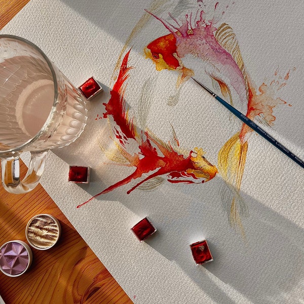 Koi Fish Ink Painting - Etsy