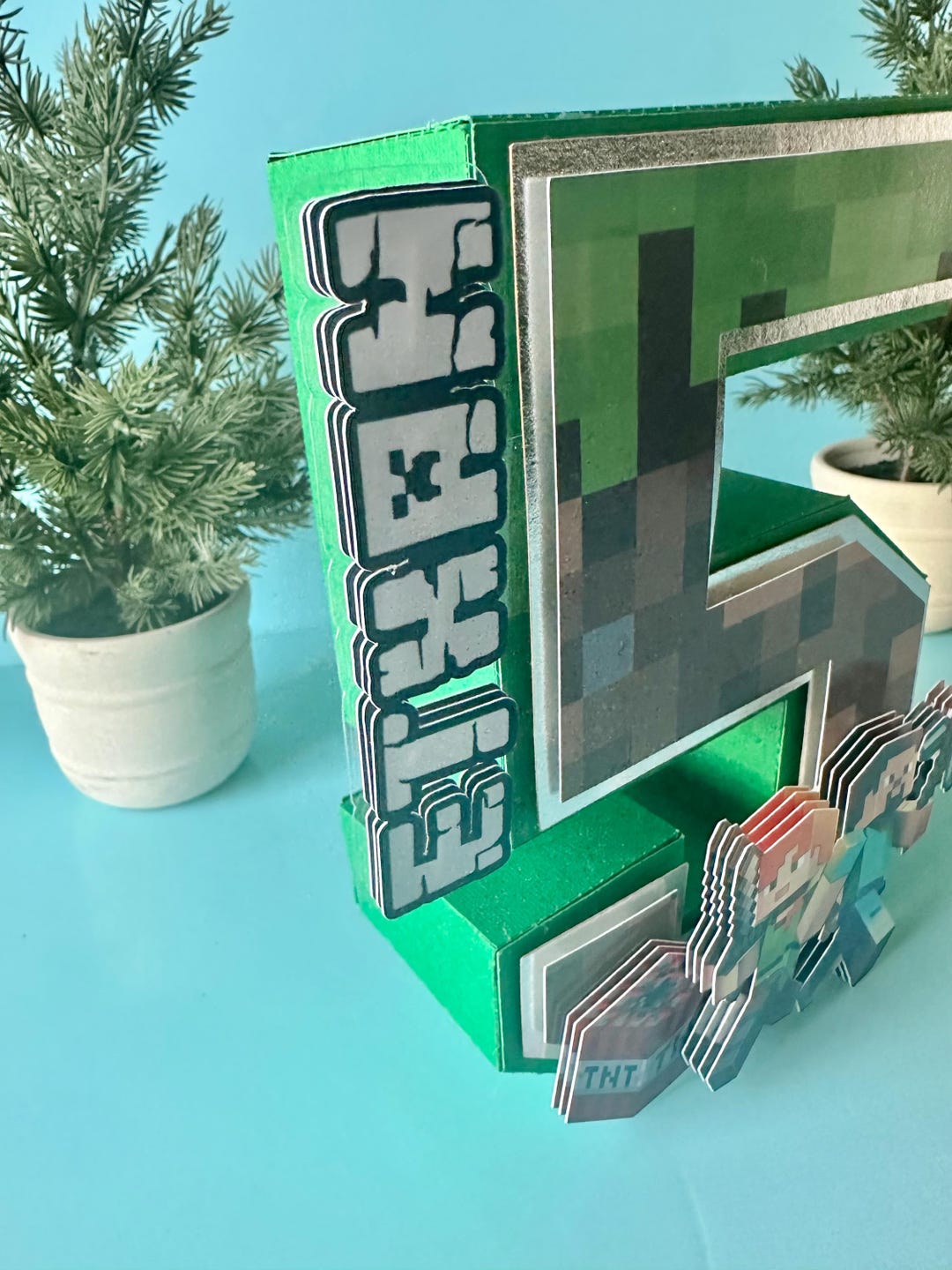 Custom 3D Number | Mine Theme | Pixel Party - Etsy