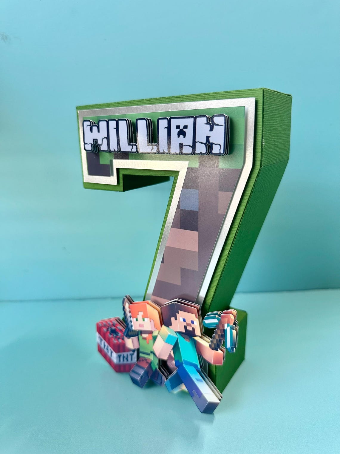 Custom 3D Number | Mine Theme | Pixel Party - Etsy