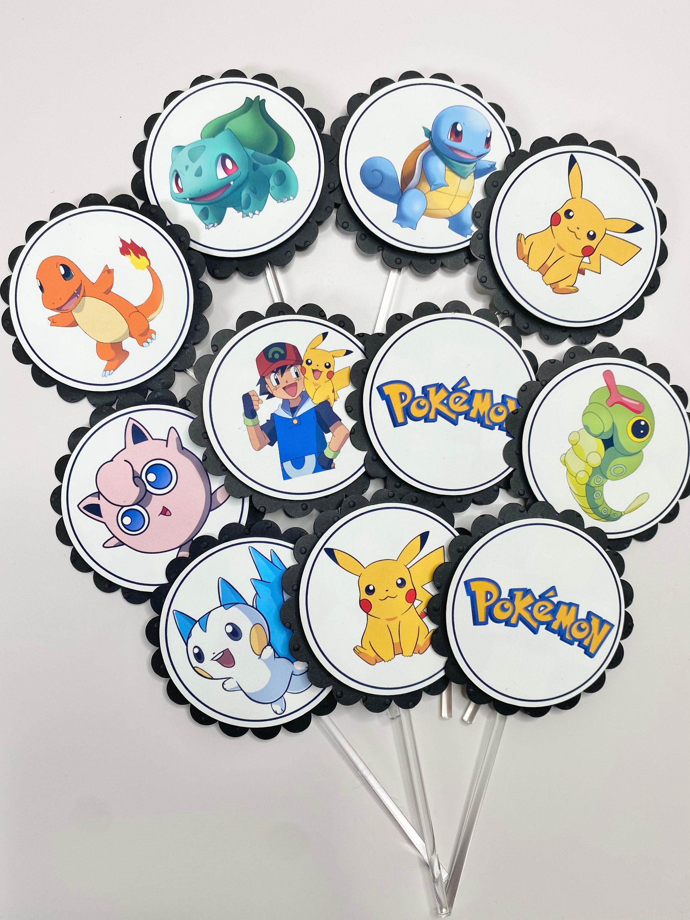 Pokemon Cupcake Toppers | Set of 12, Pikachu Birthday - Etsy