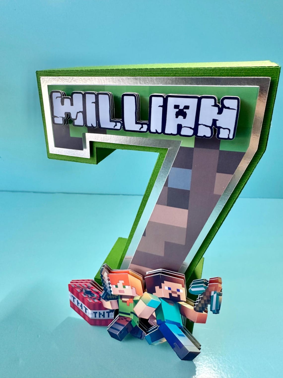 Custom 3D Number | Mine Theme | Pixel Party - Etsy