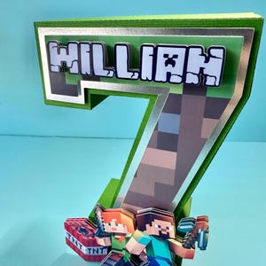 Custom 3D Number | Mine Theme | Pixel Party - Etsy